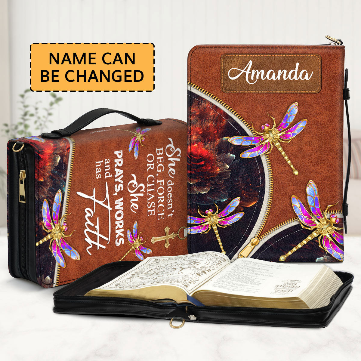 She Has Faith - Unique Personalized Dragonfly Bible Cover NUH274 ...
