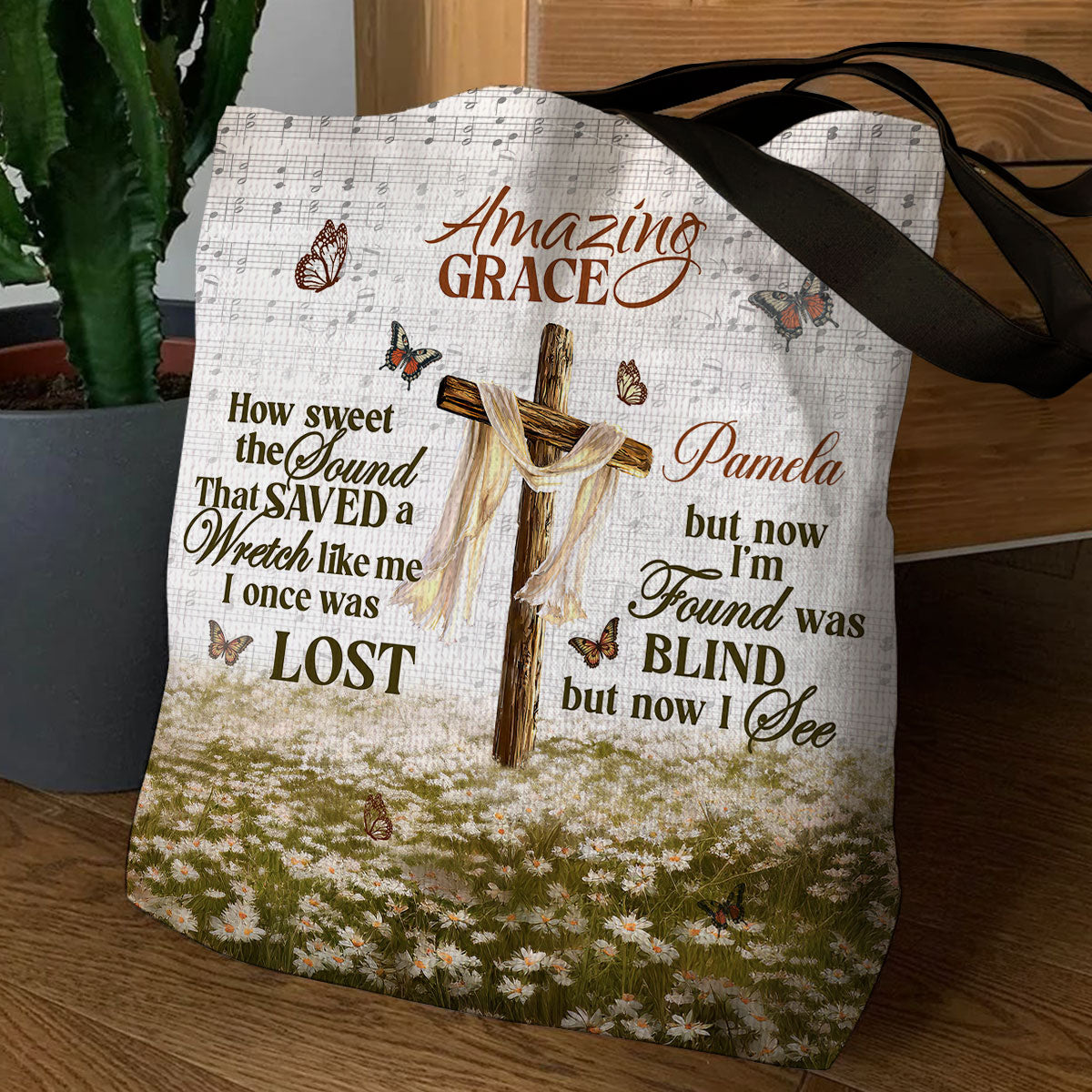 Jesuspirit| Personalized Christian Tote Bag | Amazing Grace How Sweet