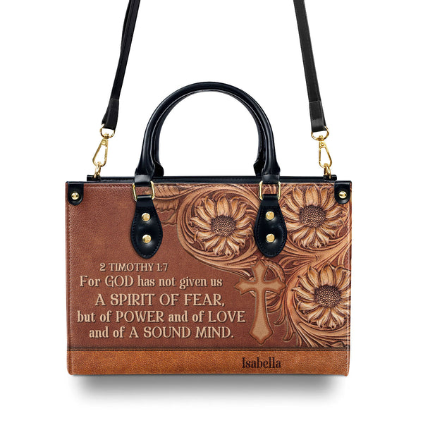 Unique Personalized Cross Leather Handbag - For God Has Given Us A Spi ...
