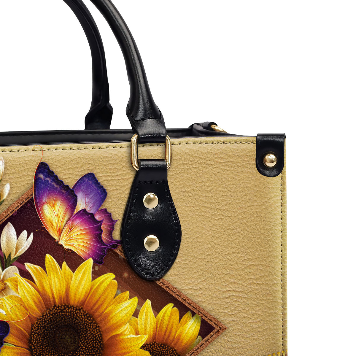 Pretty Personalized Sunflower And Butterfly Leather Handbag I04 ...