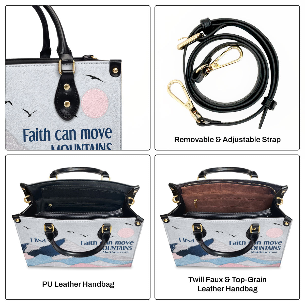 Special Personalized Leather Handbag - Faith Can Move Mountains HIHN28 ...