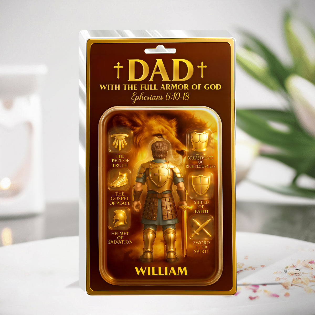 Dad With The Full Armor Of God | Personalized Custom Shaped Squared Ac ...