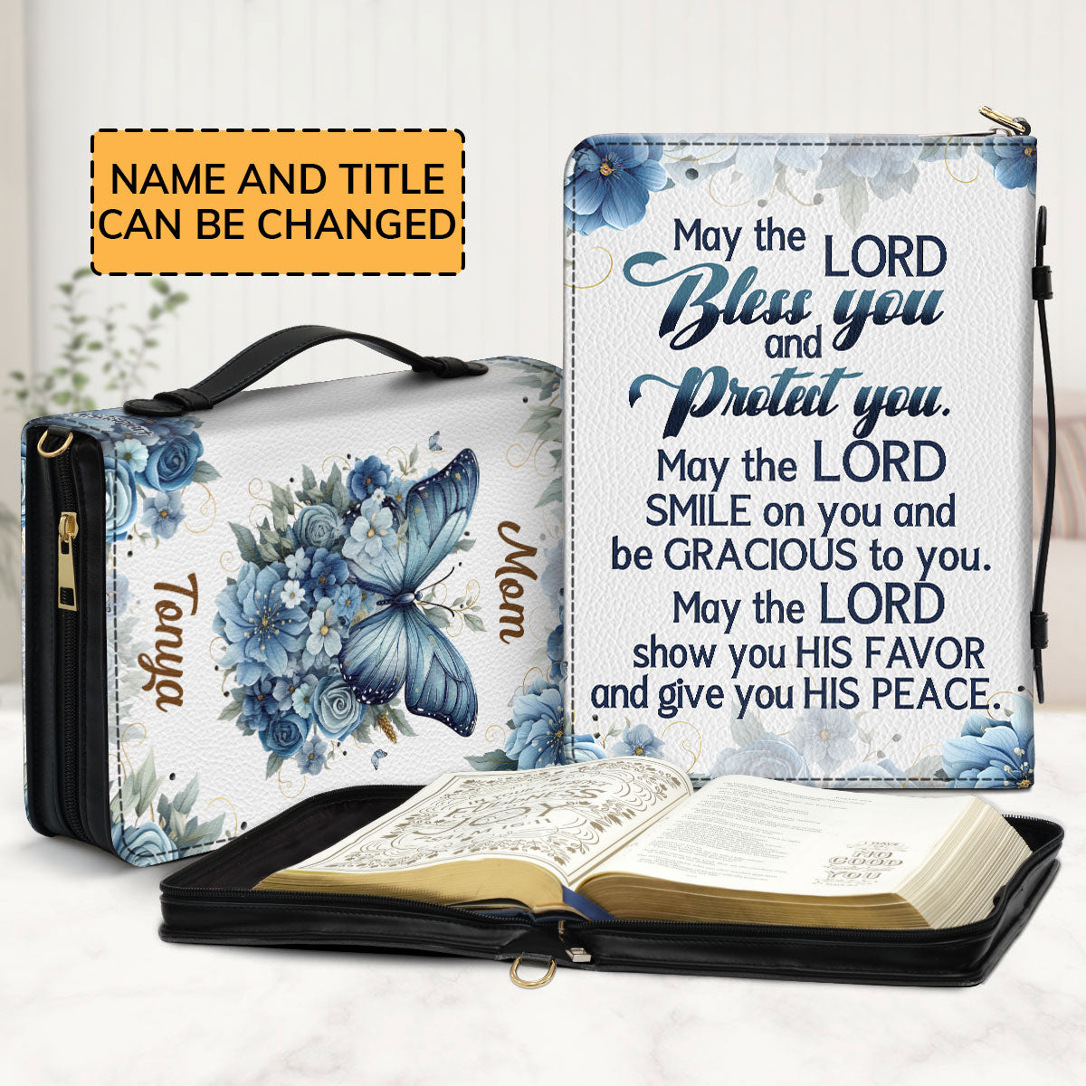Jesuspirit | Personalized Leather Bible Cover | May The Lord Bless You