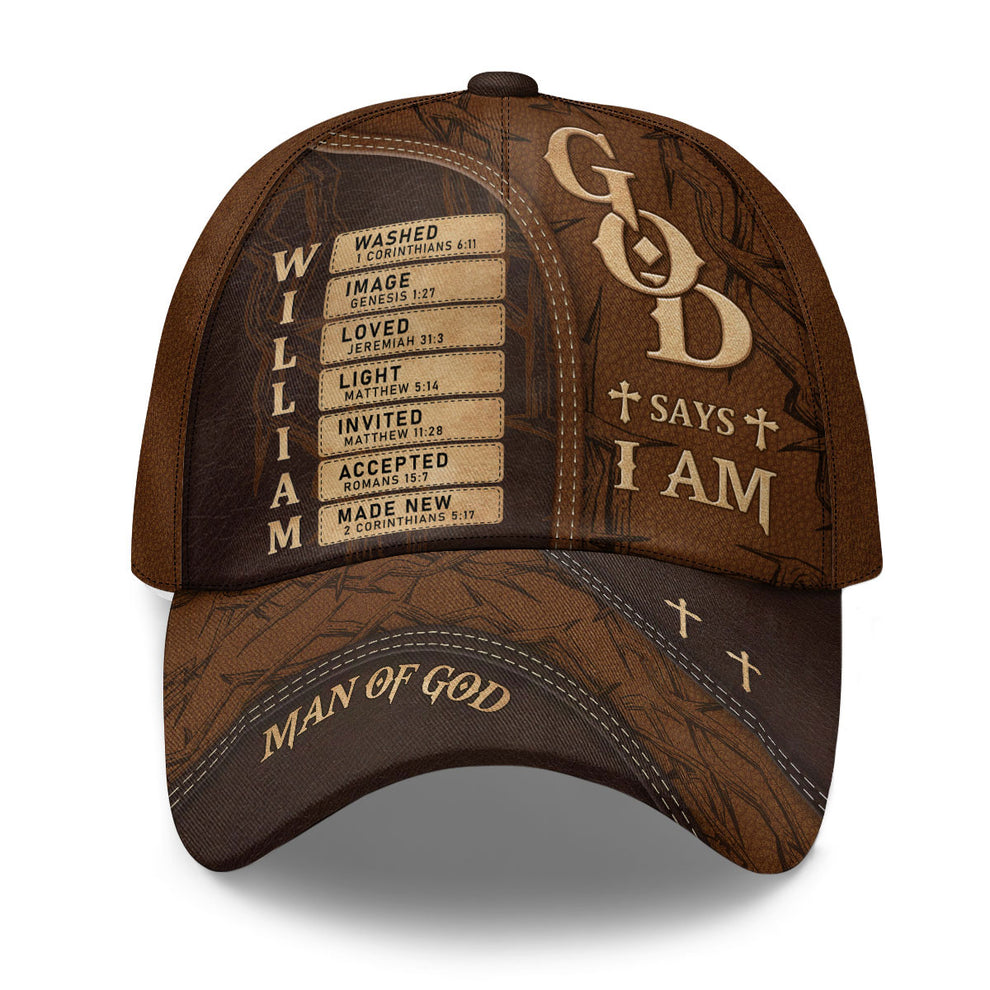 Gift For Dad - Man Of God - Personalized Classic Cap Custom Text Faith ...