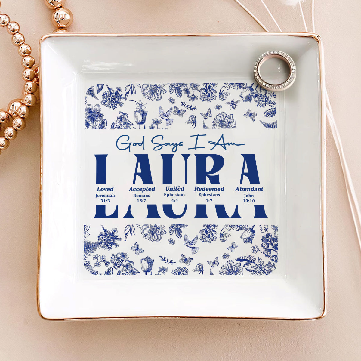 God Says I Am | Personalized Square Shaped Jewelry Dish – Jesuspirit