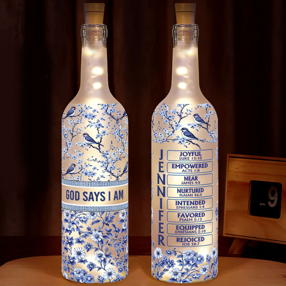 Gift For Women - God Says I Am - Personalized Bottle Lamp Custom Name ...
