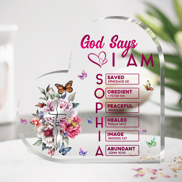 God Says I Am | Personalized Custom Shaped Squared Acrylic Plaque ...