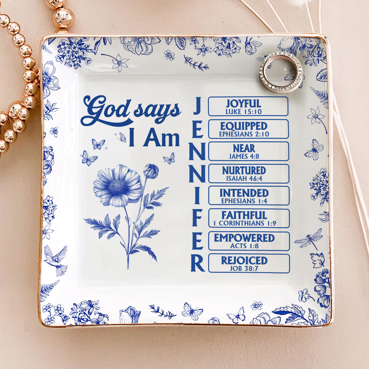 God Says I Am | Personalized Ceramic Ring Dish Square – Jesuspirit