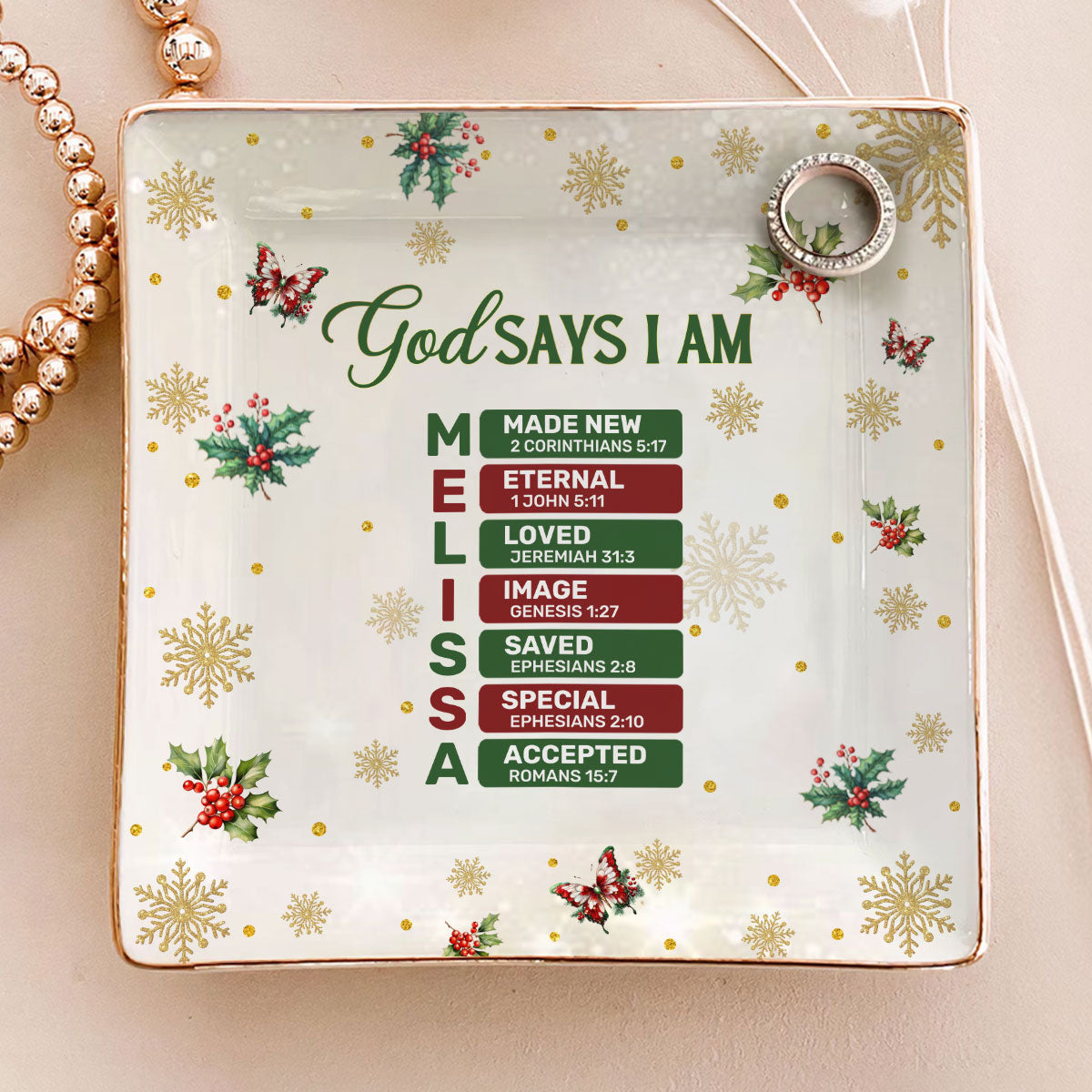 God Says I Am | Personalized Ceramic Ring Dish Square – Jesuspirit