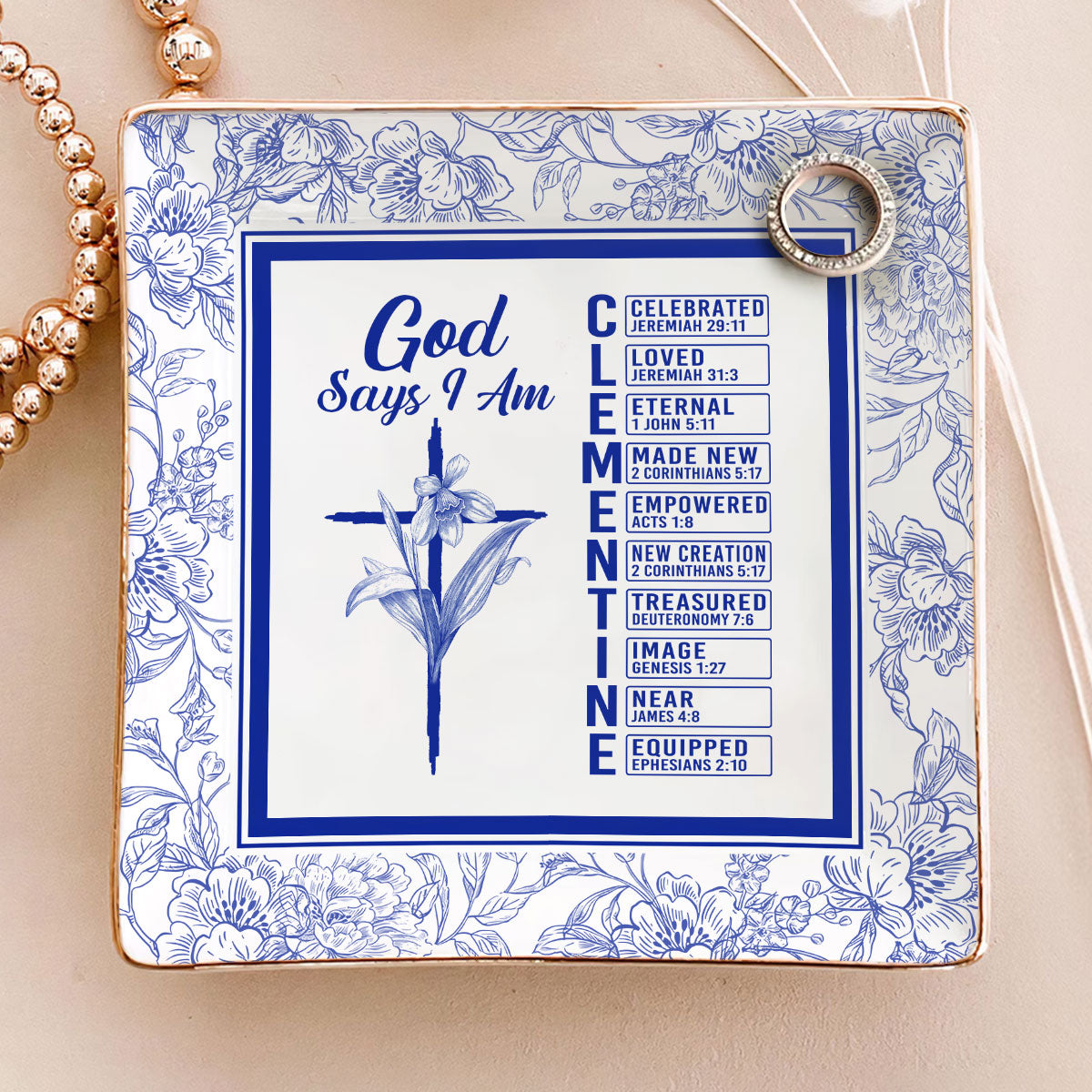 God Says I Am | Personalized Ceramic Ring Dish Square – Jesuspirit
