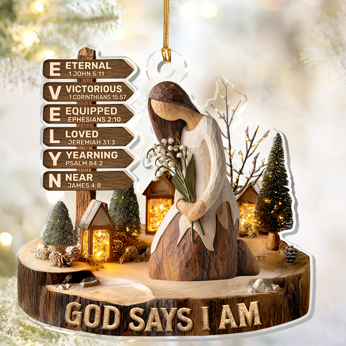 God Says I Am | Personalized 1-Layer Acrylic Ornament – Jesuspirit