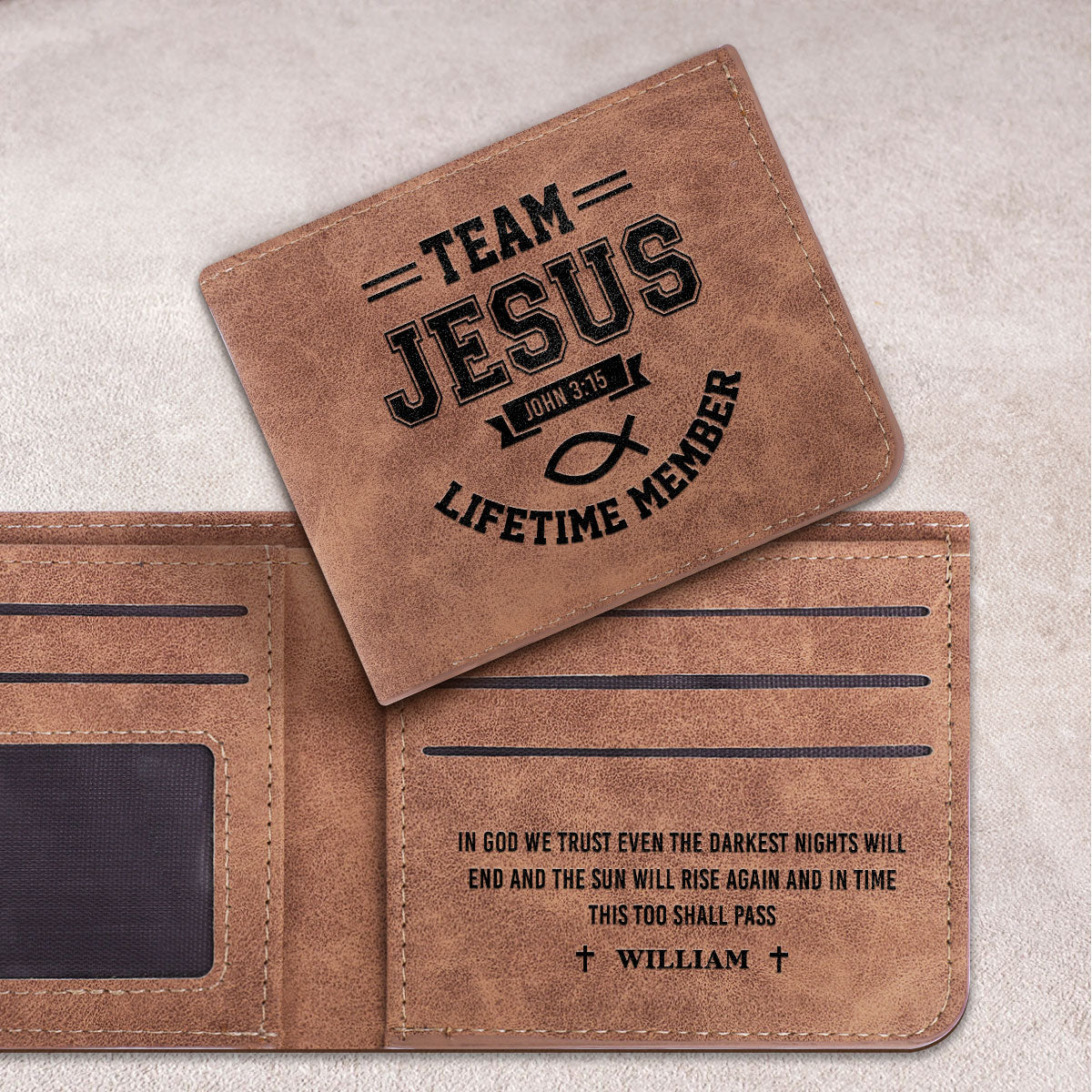 Team Jesus | Personalized Classic Leather Wallet – Jesuspirit