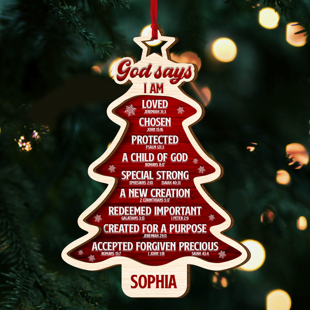 God Says I Am | Personalized 2-Layered Wooden Ornament – Jesuspirit