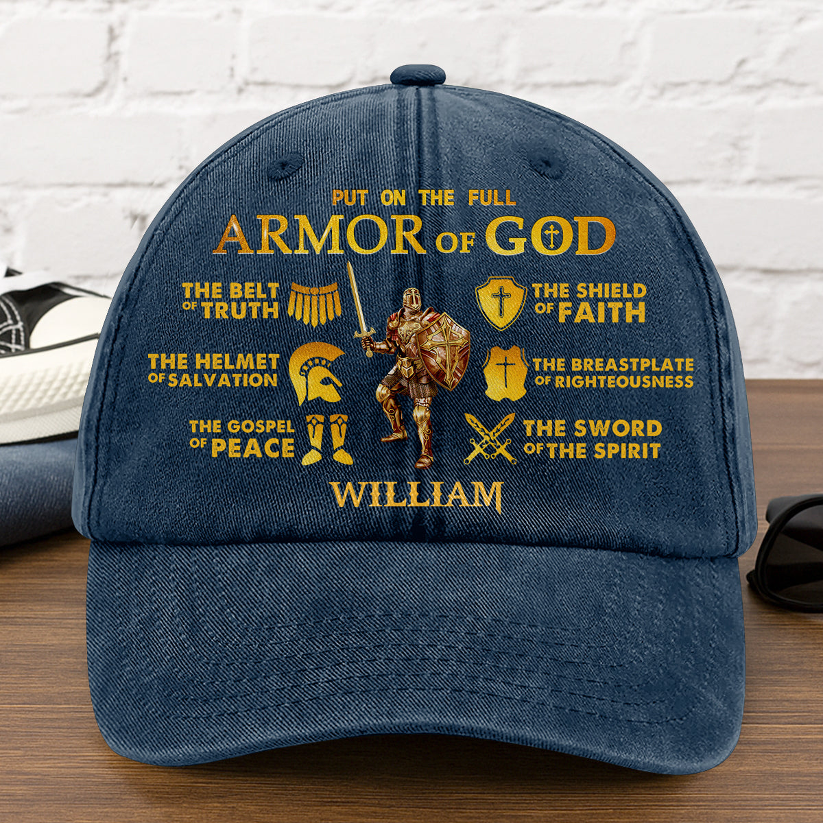 Armor Of God | Personalized Vintage Washed Denim Cap – Jesuspirit