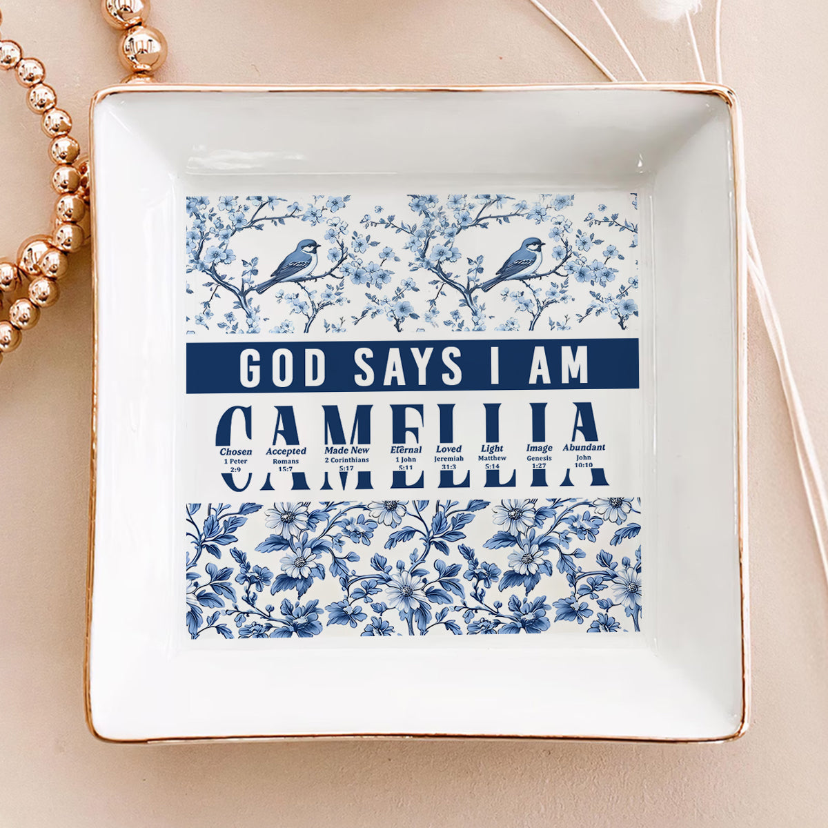 God Says I Am | Personalized Square Shaped Jewelry Dish – Jesuspirit