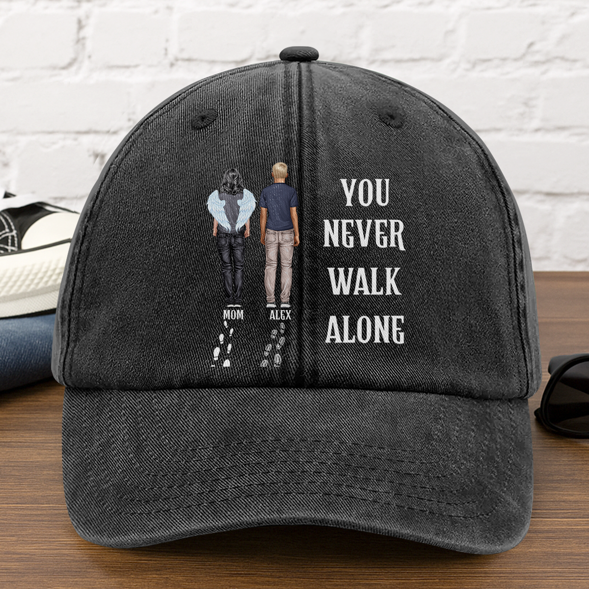 You Never Walk Alone | Personalized Vintage Washed Denim Cap – Jesuspirit
