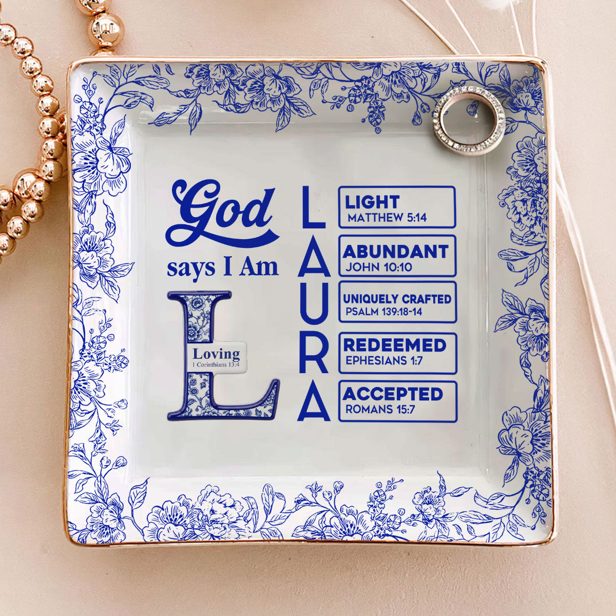 God Says I Am | Personalized Ceramic Ring Dish Square – Jesuspirit