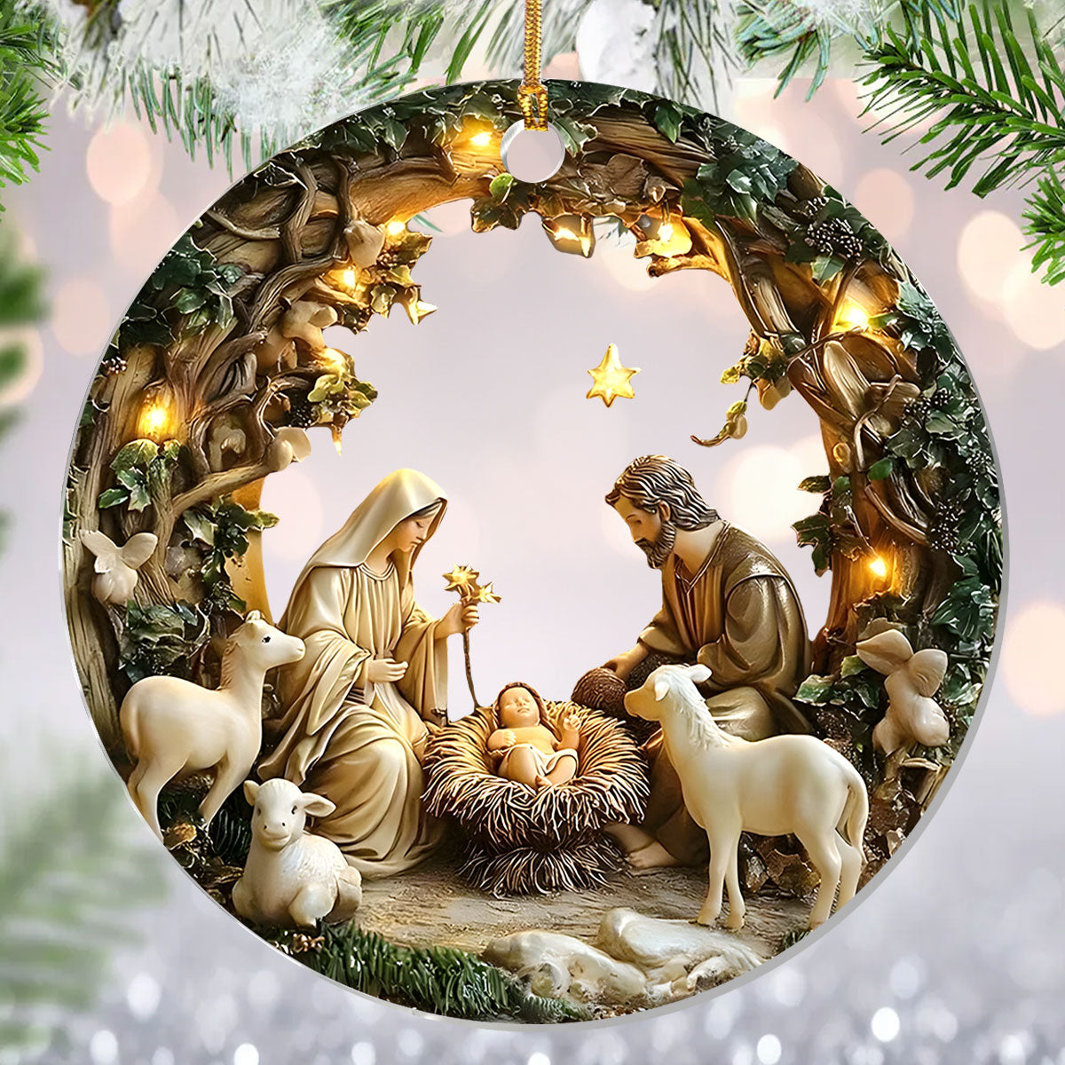 Holy Nativity Glow | 1-Layer Acrylic Ornament – Jesuspirit