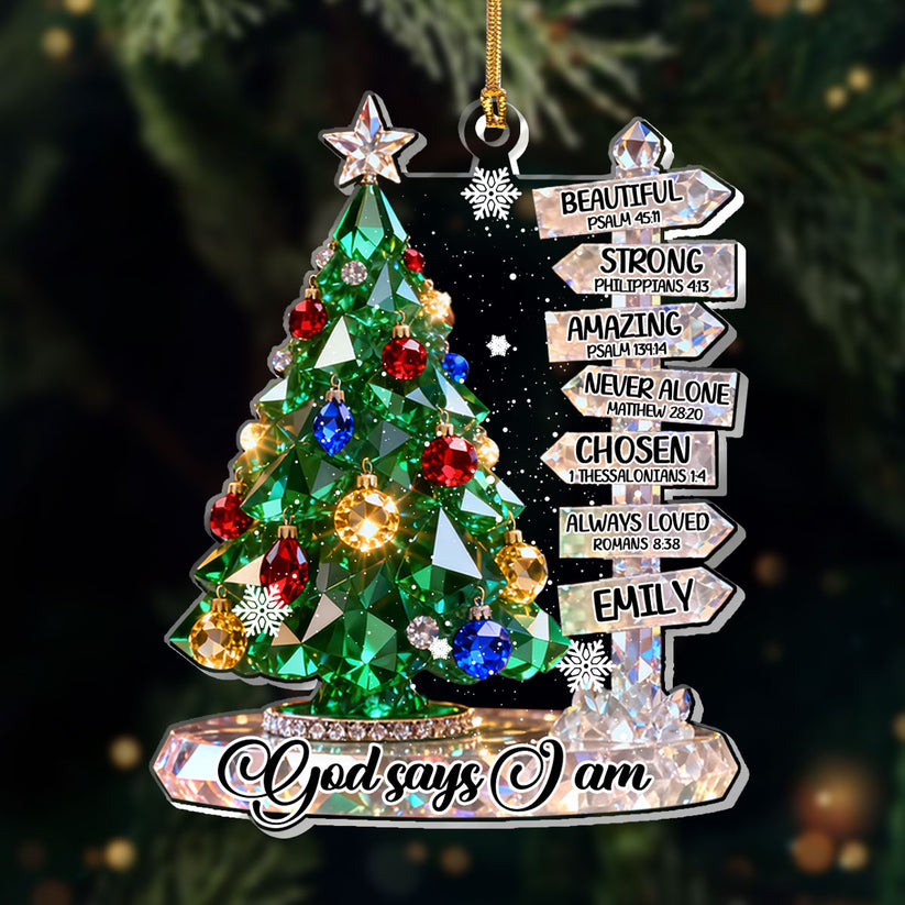 God Says I Am | Personalized 1-Layer Acrylic Ornament – Jesuspirit