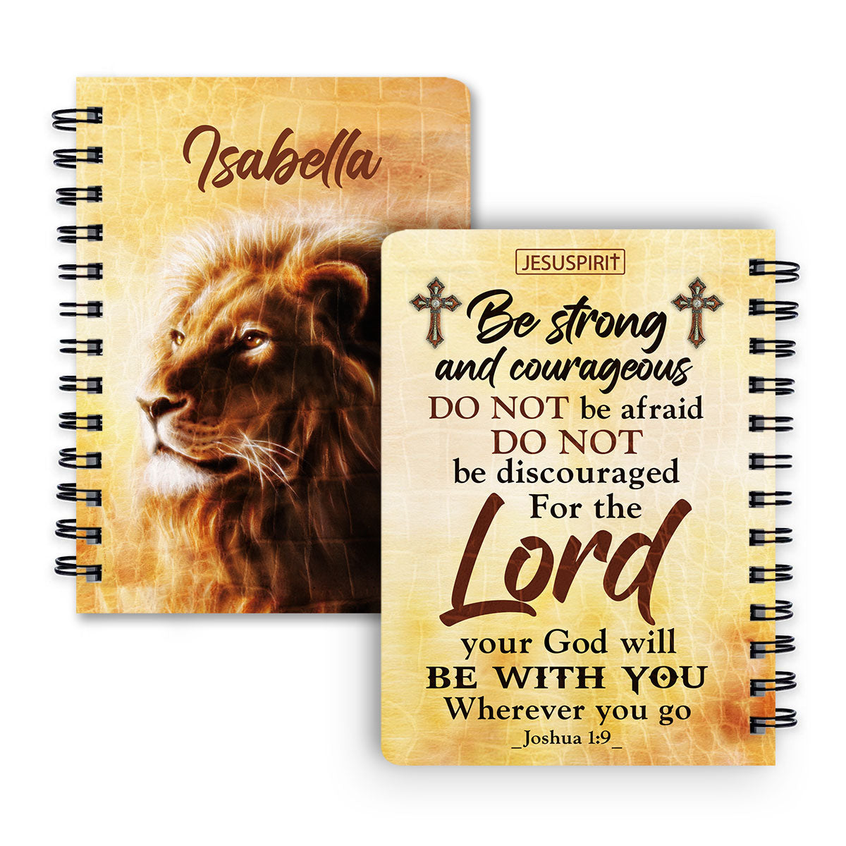 Be Strong And Courageous - Beautiful Personalized Christian Spiral Jou ...