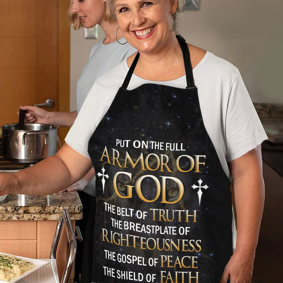 Jesuspirit | Put On The Full Armor Of God | Black Apron With Neck Stra