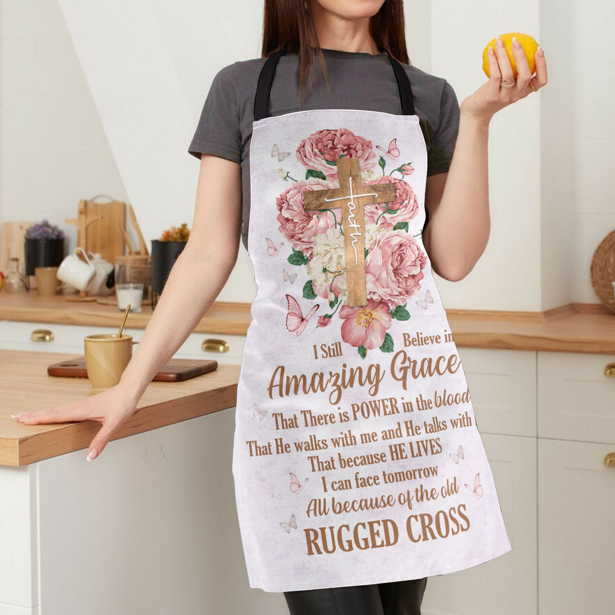 Jesuspirit | Apron With Neck Strap | Flower And Cross | I Still Believ