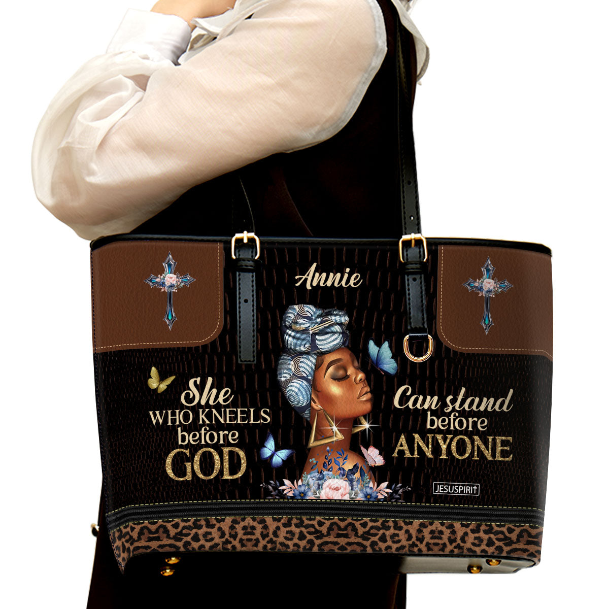 Special Personalized Large Leather Tote Bag - She Who Kneels Before Go ...