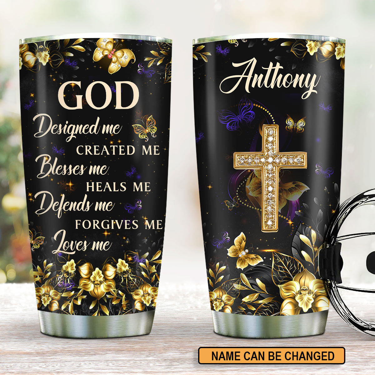Beautiful Personalized Cross Stainless Steel Tumbler 20oz - God Design ...